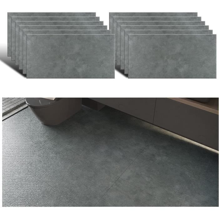Dalle Pvc Adhesive Sol Effet Béton Gris Autocollant De Sol Auto-Adhésif ...