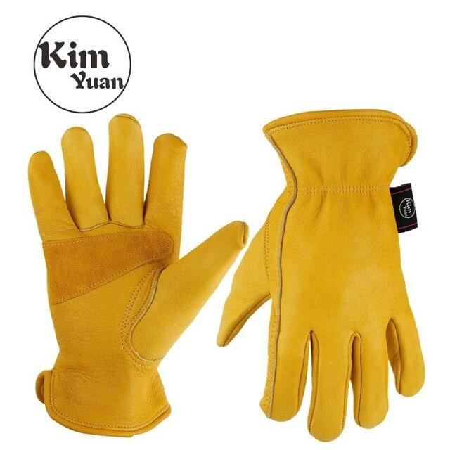 GANT DE CHANTIER,Golden-M--gants de travail en cuir de vache blanc ...