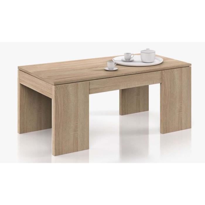 Table Basse à Plateau Relevable coloris chêne canadien - Dim : 100 x 50 ...