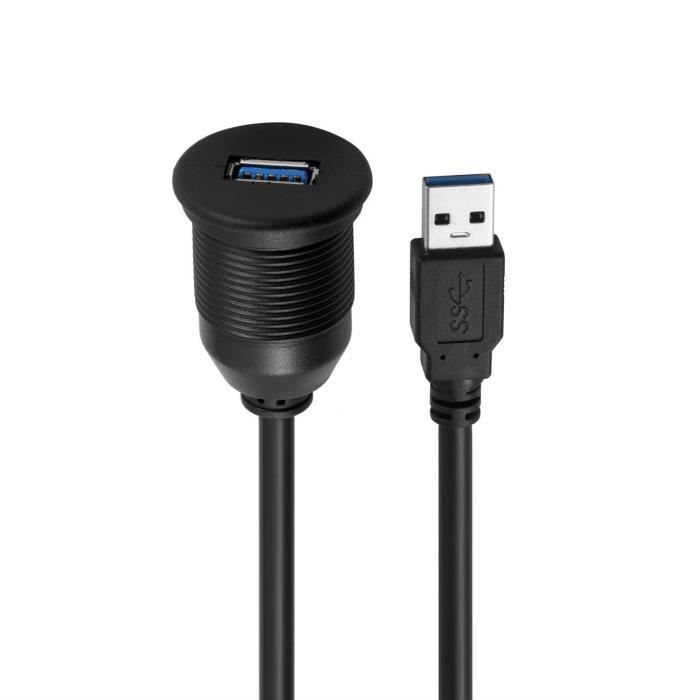 Câble Usb Encastré Pour Tableau De Bord - 1 M - Usb 3.0 - Pour Voiture, Bateau, Moto (Port ...