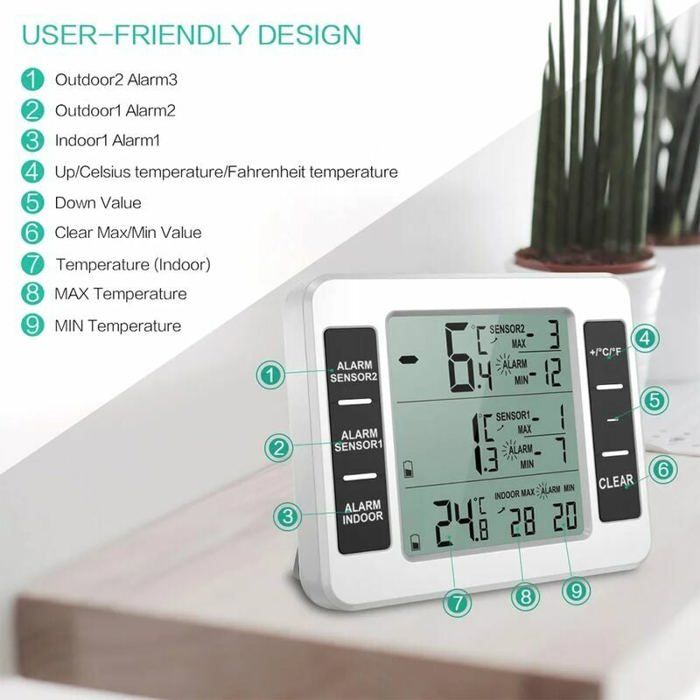 Thermomètre de réfrigérateur numérique sans fil, version améliorée du ...