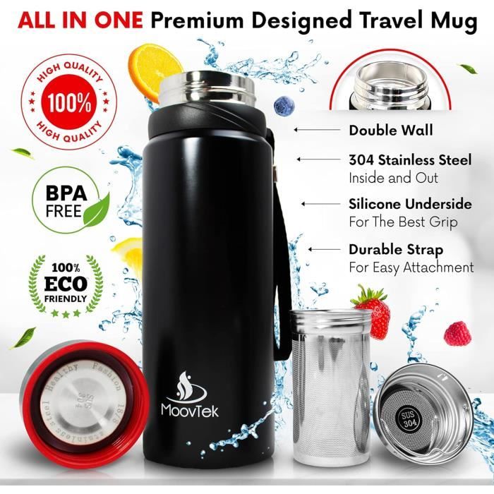 Original Bouteille Infuseur À Thé Isotherme 750Ml En Inox Thé & Fruits ...