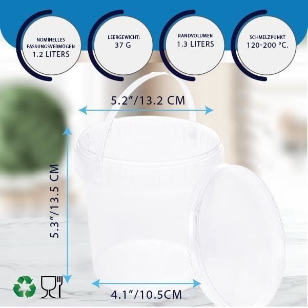 BenBow Seau avec Couvercle 1l Transparent - Convient pour Aliments ...