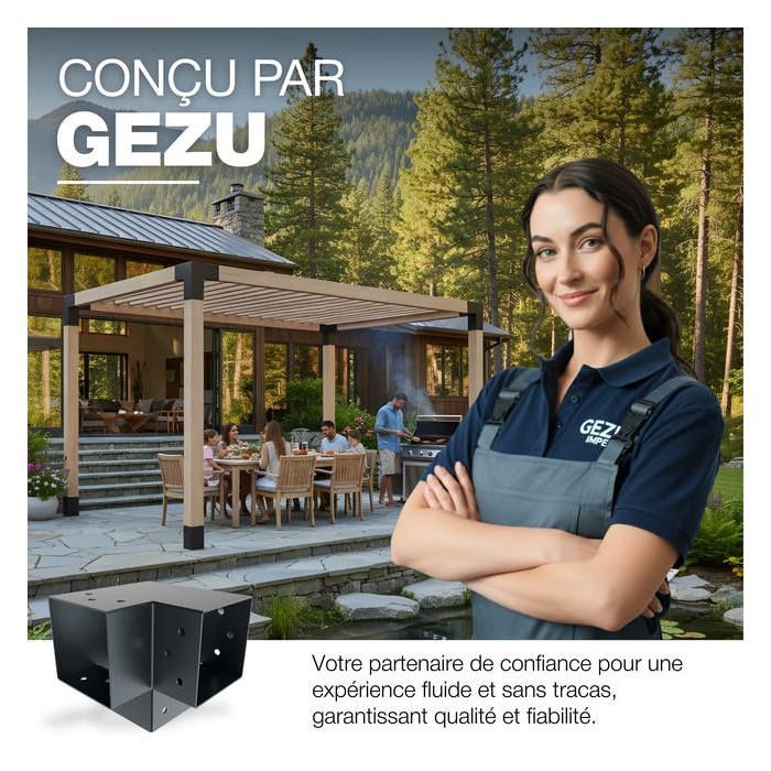 GeZu Impex Connecteur de Poteau Y 91 x 91 mm Thermolaqué Anthracite ...