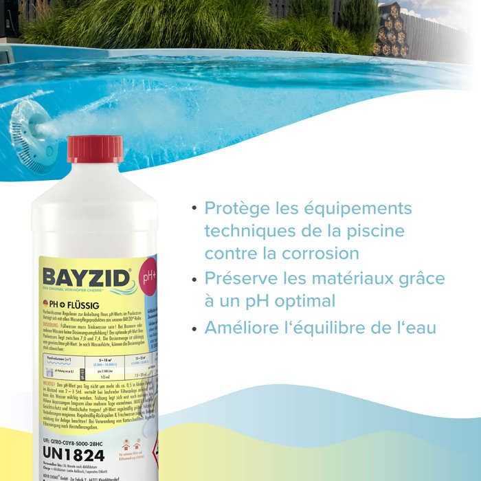 BAYZID® pH Plus Liquide - Augmenteur de pH pour Piscine - Bidon de 6 x ...