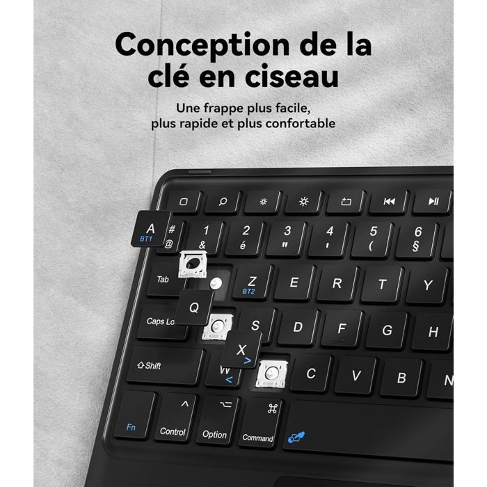 Clavier Bluetooth AZERTY avec Pavé Tactile pour Samsung Galaxy Tab A9 ...
