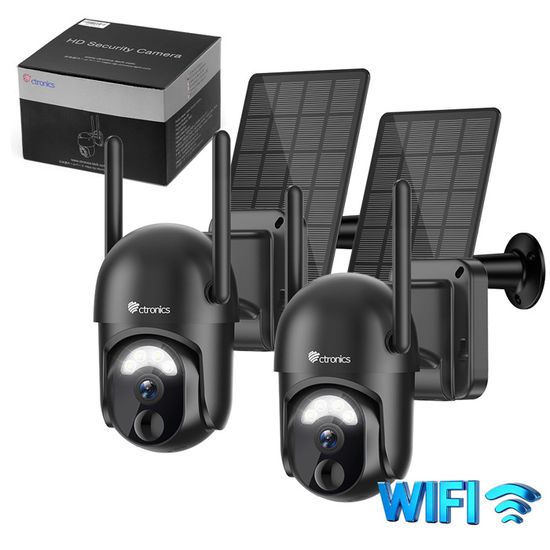 Lot de 2 CAMERA DE SURVEILLANCE CTRONICS sans fils Extérieur Solaire ...