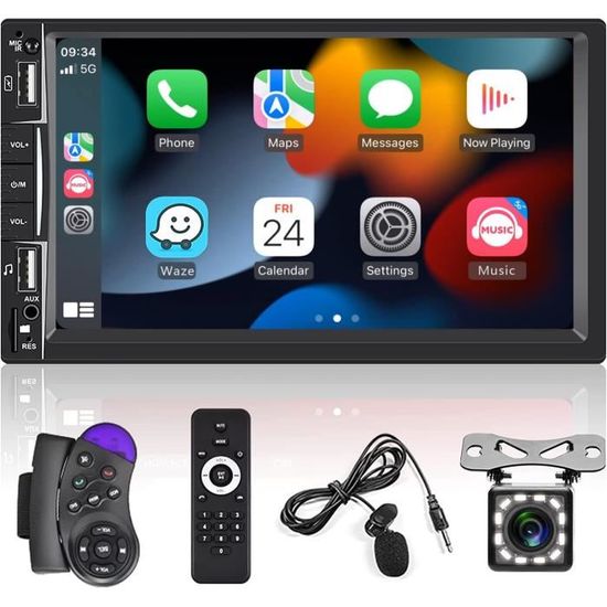 Hodozzy Carplay/Android Auto 2 Din Autoradio Bluetooth Poste Radio Voiture 7 Pouces avec Main ...