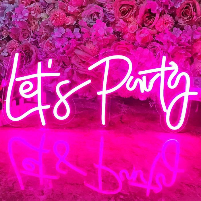 Rosnek Lets Party Neon Sign Mural Enseigne Lumineuse Dimmable ...