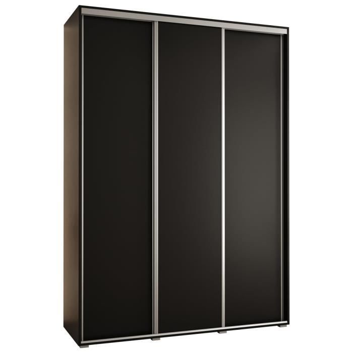 Armoire à 3 Portes Coulissantes Davos 1 - 235,2x180x45cm - corps Noir ...