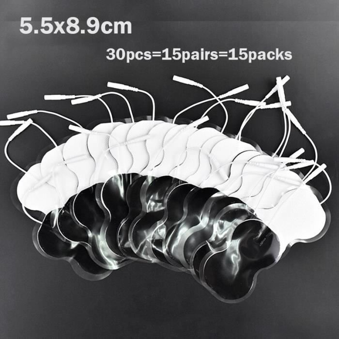 5.5x9cm 30 pièces - Tampon d'Électrode à Prise Réutilisable pour Stimulateur pour Masseur ...