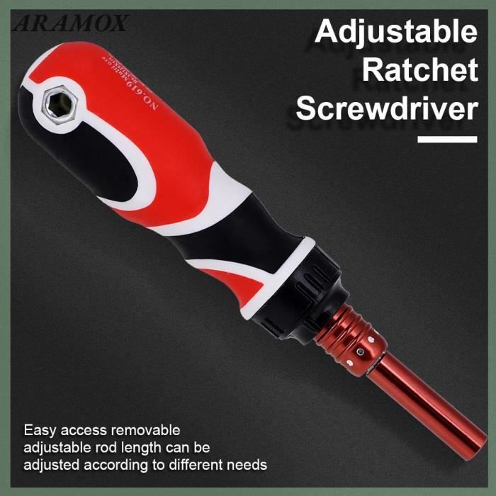Tournevis à Cliquet Télescopique Réglable, Outil Manuel de Réparation Magnétique Multitul pour L ...