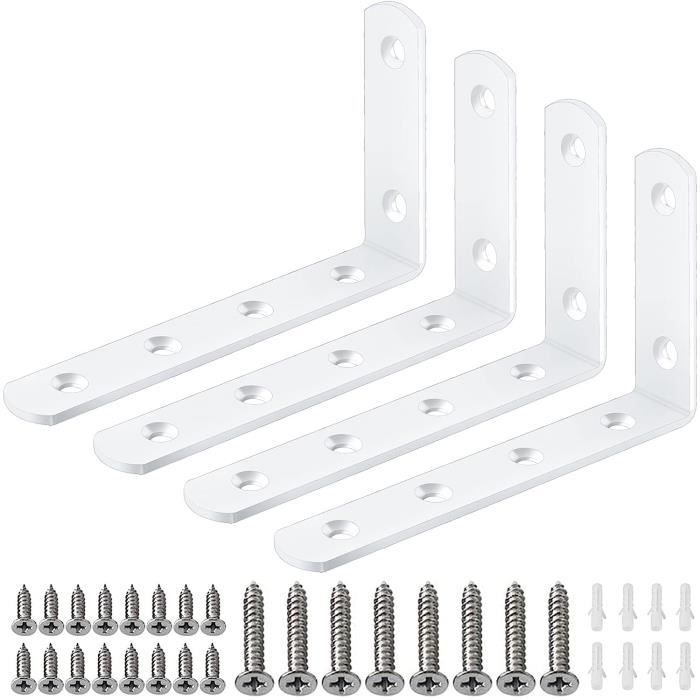 Lot de 4 équerres de fixation d'angle en métal pour étagère murale avec ...