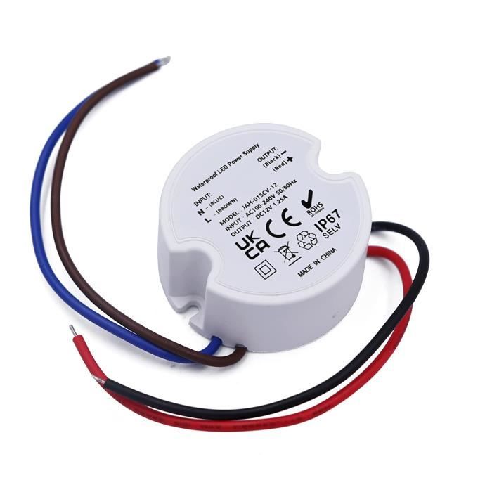 Noobibaba transformateur 220V-230V 12V LED,Alimentation 1,25A, Transformateur électronique AC ...