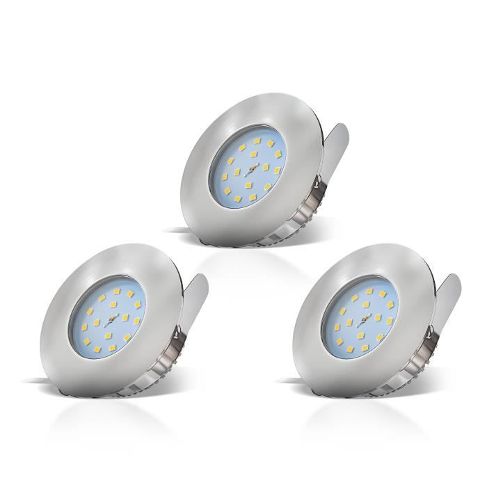 Spot LED à encastrer ultra-plat salle de bain IP44 - B.K.LICHT - Elias - Blanc chaud - 400 Lm ...