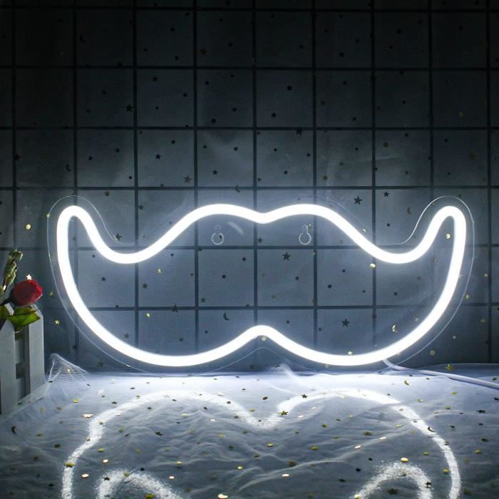 Panneau Néon Led En Forme De Moustache - Décoration Murale - Pour Homme ...