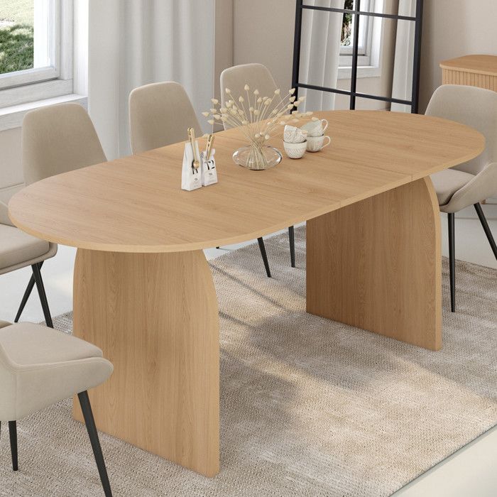 IDMARKET Table à manger extensible japandi ovale EDITH 6-10 personnes ...