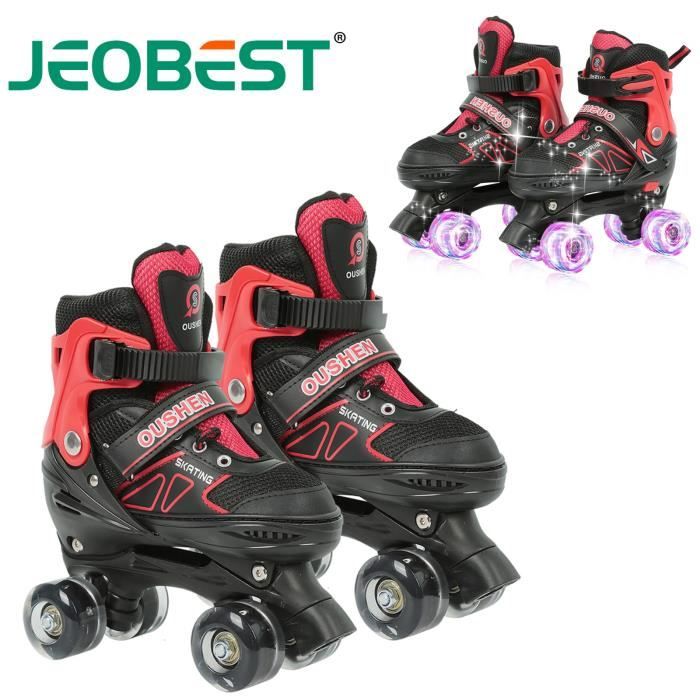 JEOBES Patins à roulettes rouge et noir - Taille M (32-37) - Roues ...