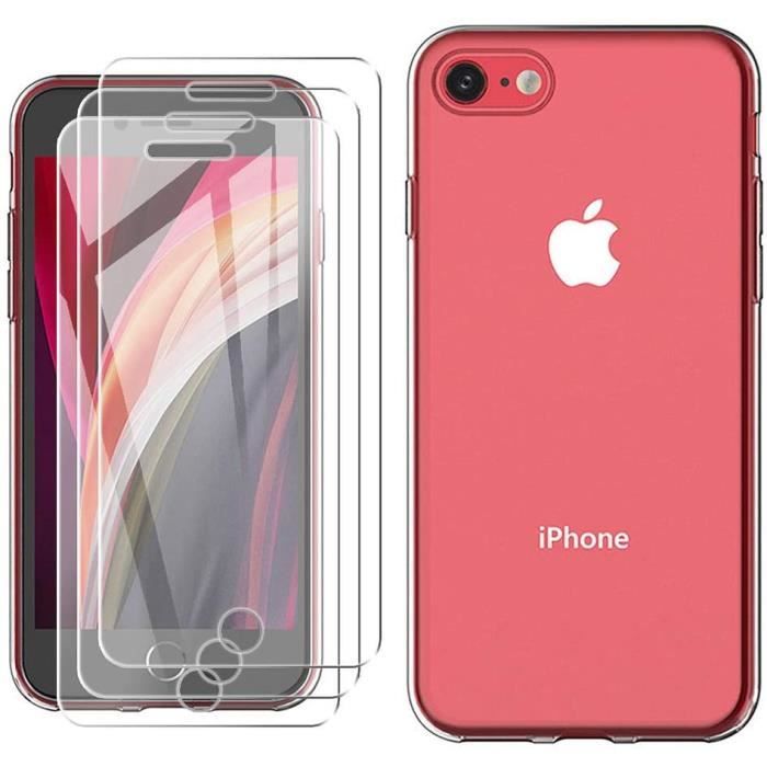 Coque pour Apple iPhone SE (2020) 4.7" + 3 Pack Verre Trempé écran ...