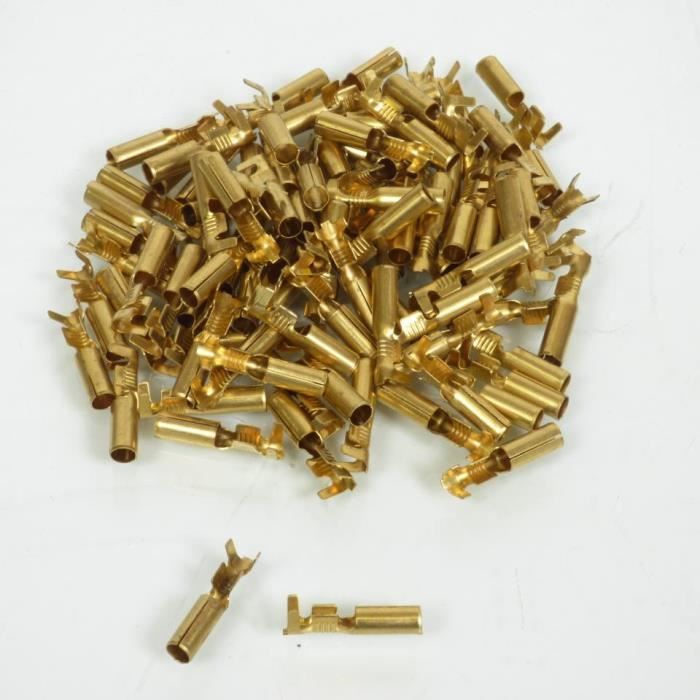 100 cosse ronde fiche électrique cylindrique femelle NON isolée laiton ...