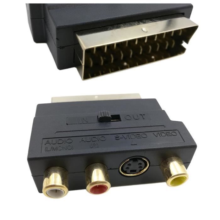 Rgb Scart 20 Pin Male To 3 Convertisseur Rca Av Femme + Adaptateur ...