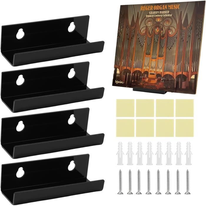 Support Vinyle Mural, 4 Pièces Étagère Murale pour Vinyles en Acrylique ...