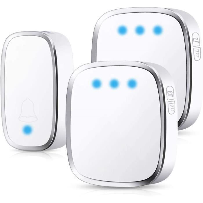 Plartree Sonnette sans Fil,Enfichable Sonnette Etanche à 300 Mètres de ...