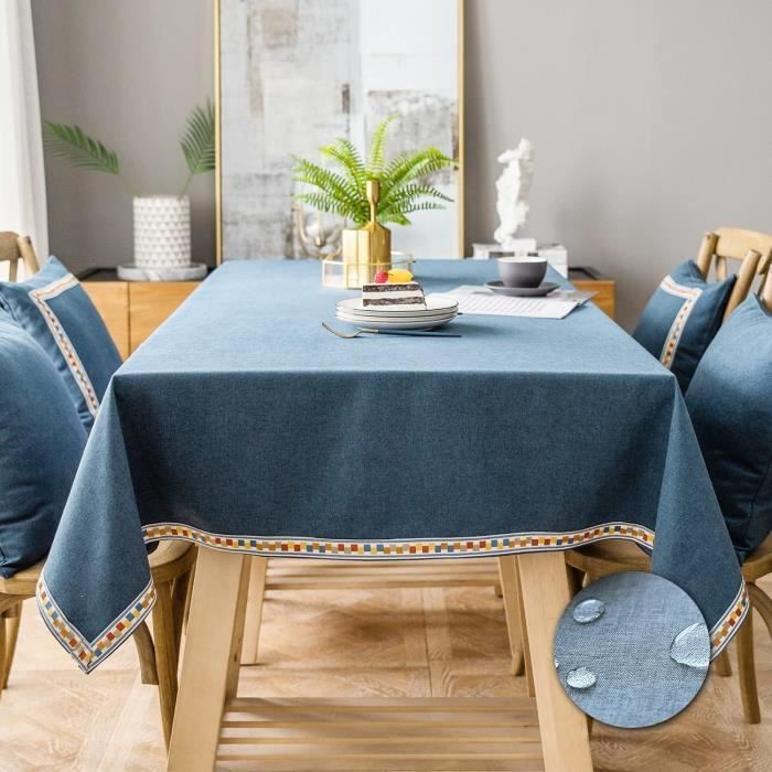 Nappe Coton Nappe Rectangulaire Anti Tache Pour Table Nappe Lavable ...
