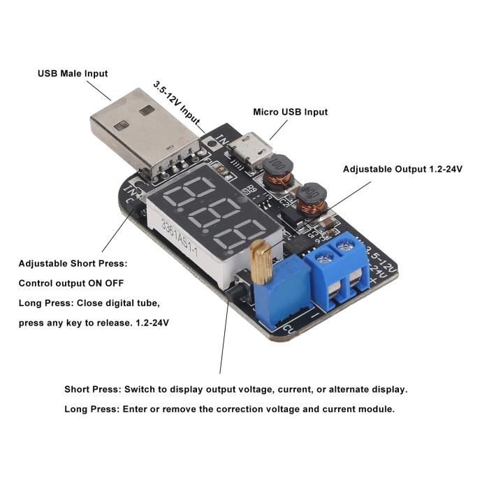RHO-Module convertisseur Boost Buck Module Convertisseur Boost DC 5V vers DC 3.3V 9V 12V 18V 24V ...