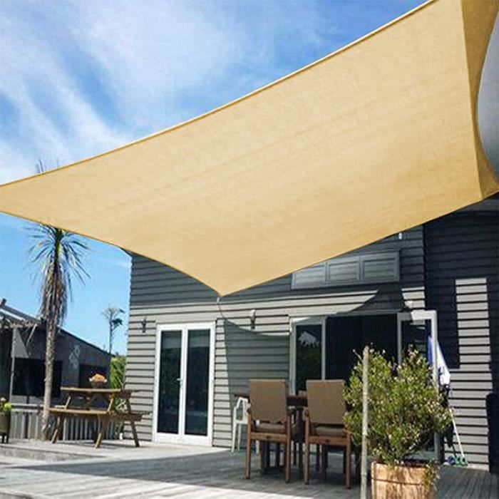 Voile d'ombrage - YSTP - Rectangulaire 3x4m - Protection UV - Tissu Oxford - Couleur Sable ...