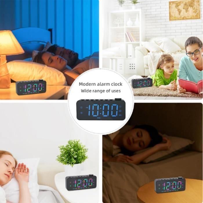 Réveil Radio numérique RGB double réveil avec Mode semaine-week-end ...