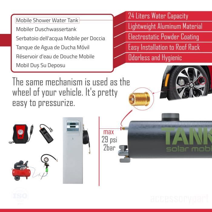 Tanker Solar Shower Pression Réservoir Eaux Propres 24 Litres ...
