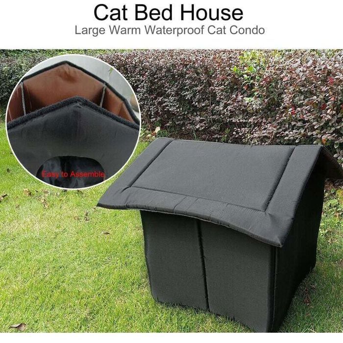 Maison Chat Extérieur Oxford Imperméable, Tente Pliable, Abri Chaud ...