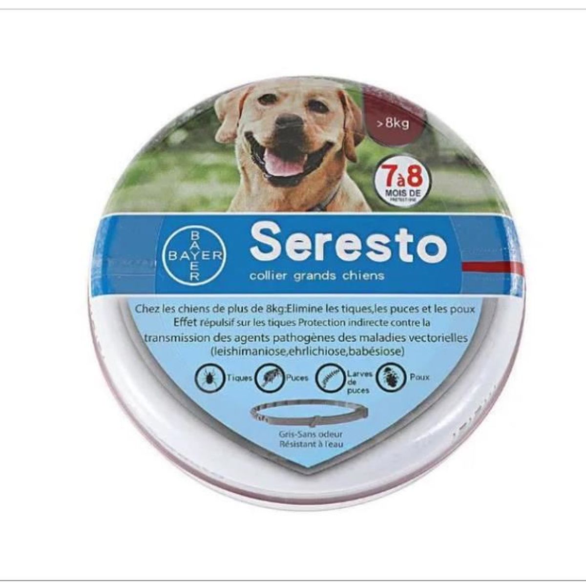 Collier Anti-Puces et Anti-Tiques pour Grands Chiens - 8KG Et Plus ...