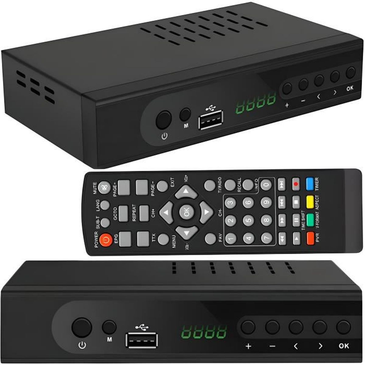 Retoo Récepteur TV Satellite Full HD DVB-T2 avec HDMI et télécommande ...