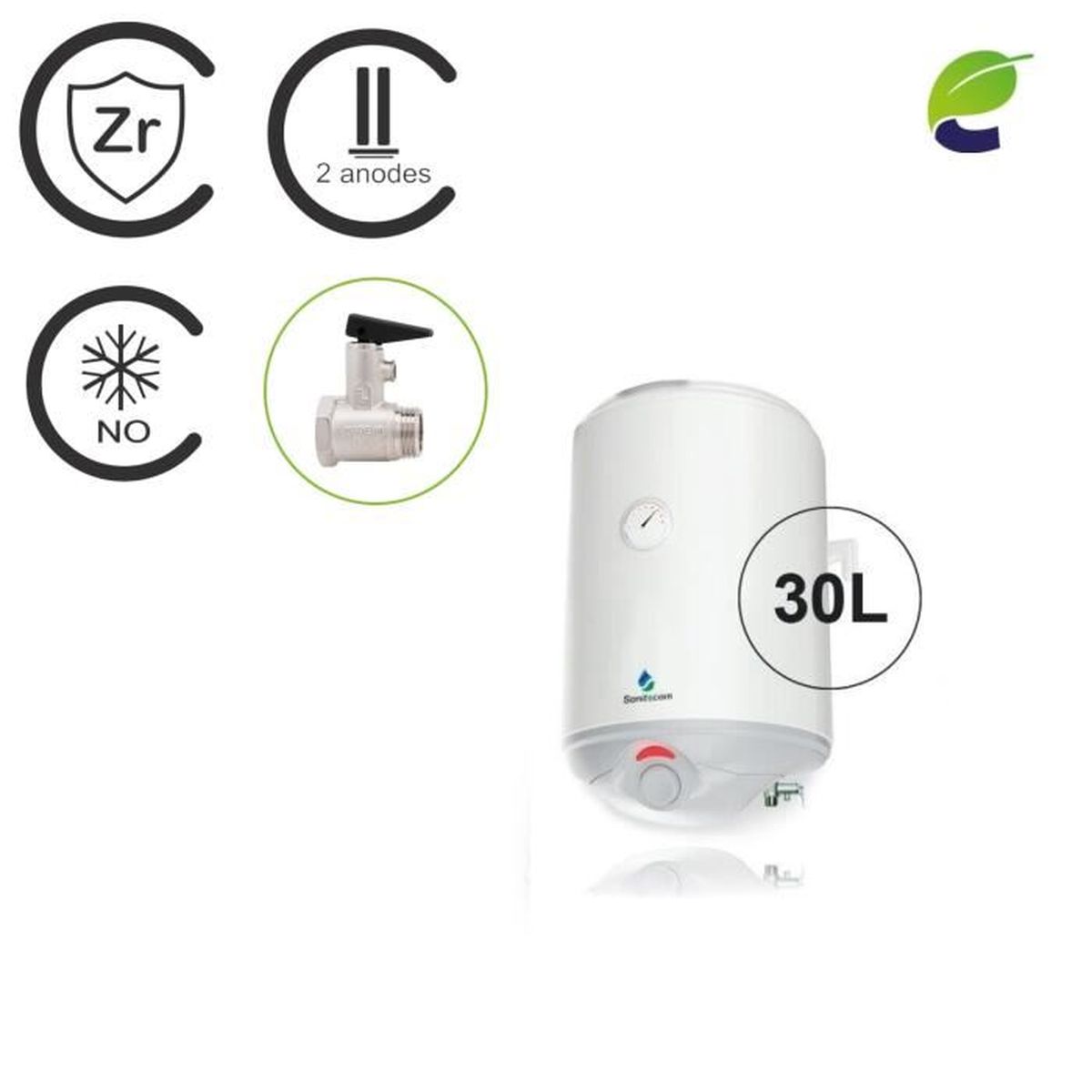 Chauffe-Eau Électrique - Capacité de 30 Litres, Puissance 1500W, Ballon ...