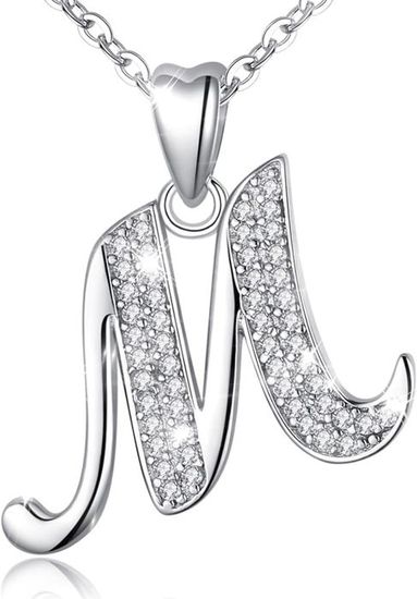 Collier Initiale Prenom Argent 925 Pendentif Lettre Avec Zircon Cubique ...