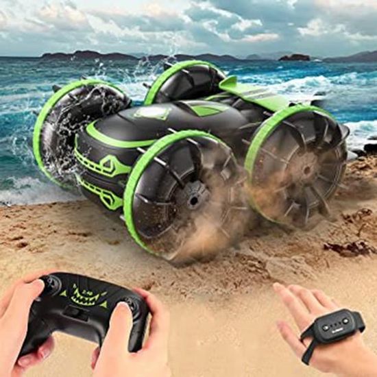 Jouet de voiture télécommandé amphibie - AMOUNE - Batterie Rechargeable - 360° Rotation - Enfant ...