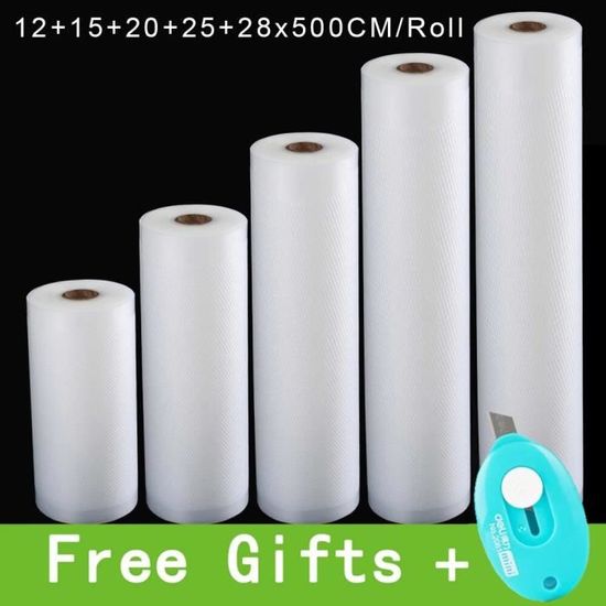 Sacs d'emballage sous vide 12,15,20,25,28x500 cm,poches pour scelleuse ...