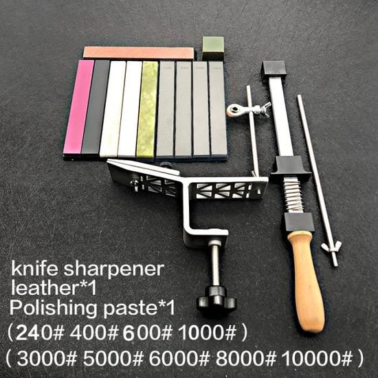 Taille set 6 Affûteur de couteaux professionnel à angle fixe de cuisine, pierre à aiguiser ...