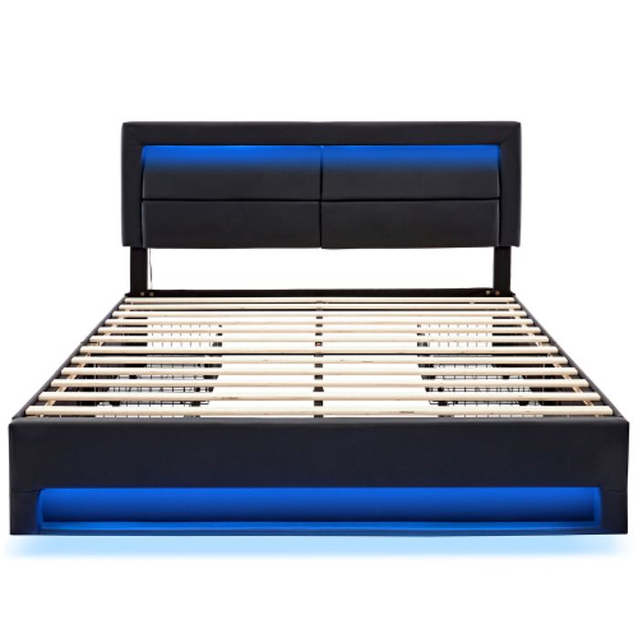Lit Individuel 140x190cm Sans Matelas Lit Capitonné Avec Ports USB Et ...