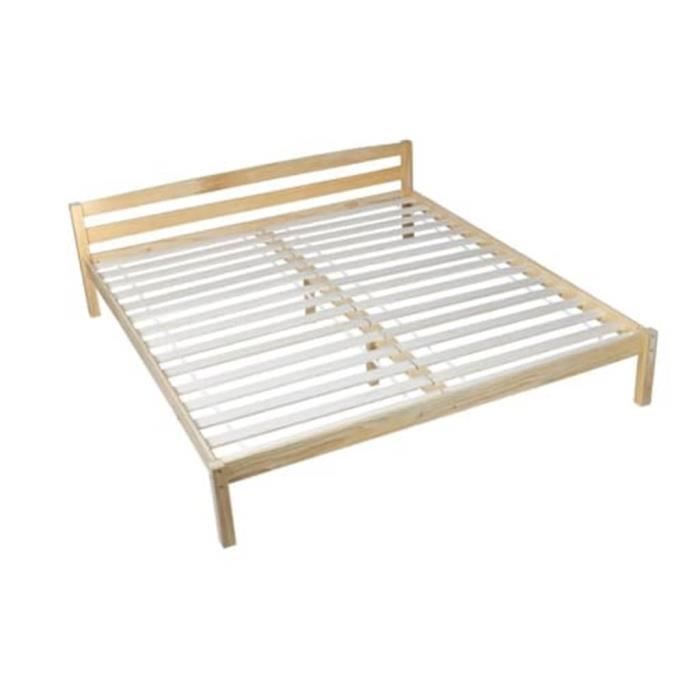 STRUCTURE DE LIT--Lit bois avec sommier 180 x 200 - Cdiscount Maison