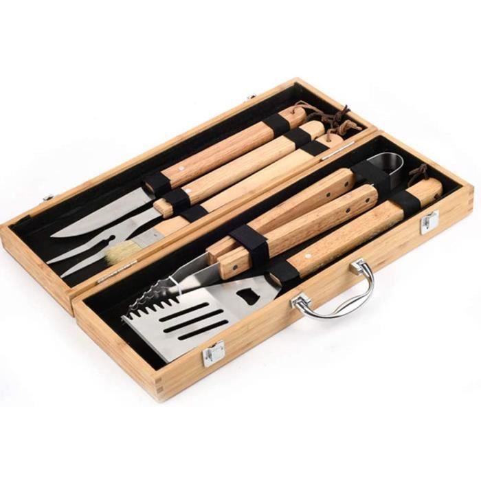 BBQ Grill Tool Set, Accessoires De Barbecue en Acier Inoxydable Livré avec 9 Pièces, Ensemble ...