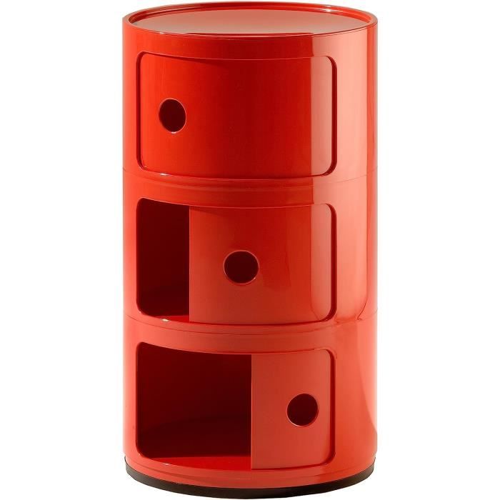 Commodes De Bureau - Componibili Conteneur 3 Éléments Rouge Base Ronde ...
