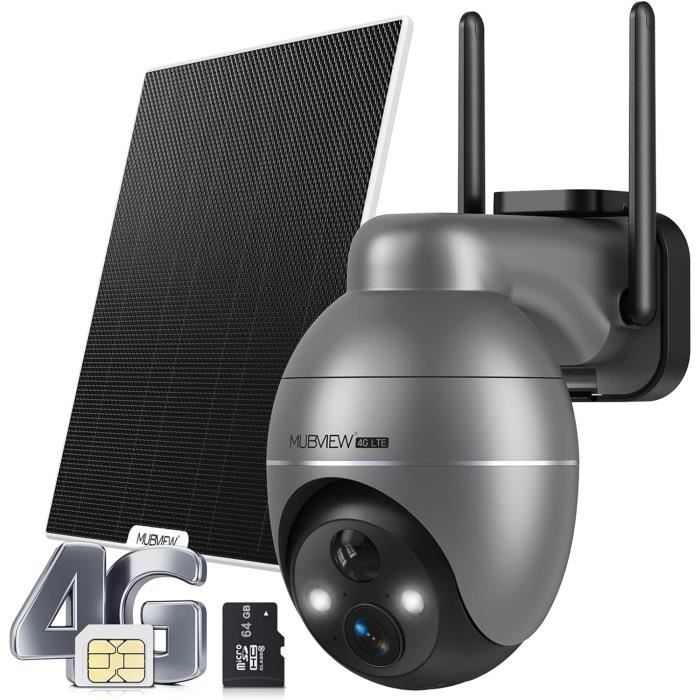 4G Lte Camera Exterieur Sans Fil Solaire Avec Carte Sim Et Sd, 2K Hd Camera De Surveillance Sans ...
