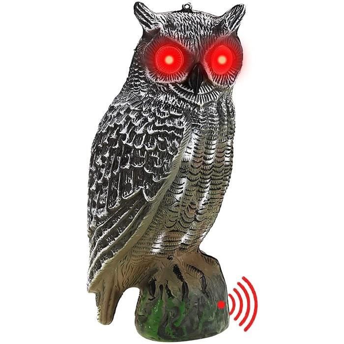 Statuette anti-oiseaux en forme de chouette avec yeux réfléchissants et ...