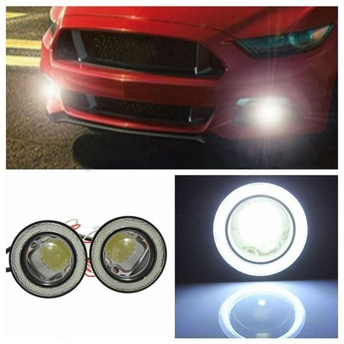 12V 3" LED Phare antibrouillard projecteur Angel yeux Anneau Lumière ...