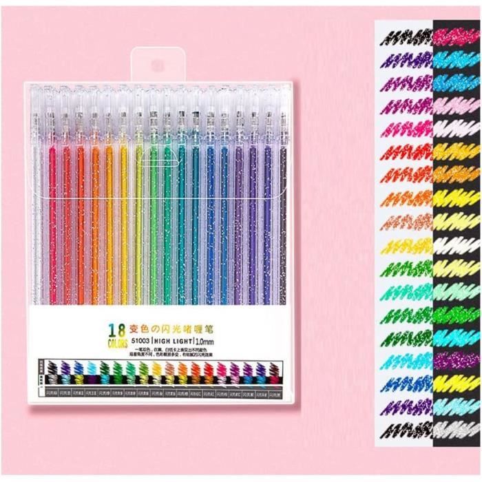 Glitter Pen Colored Gel Glitter Pen 18 Color Set glitter gel pen set Glitter and Metallic Gel Pens Colored Gel Pen Fine Point Marker Cdiscount Beaux Arts et Loisirs creatifs