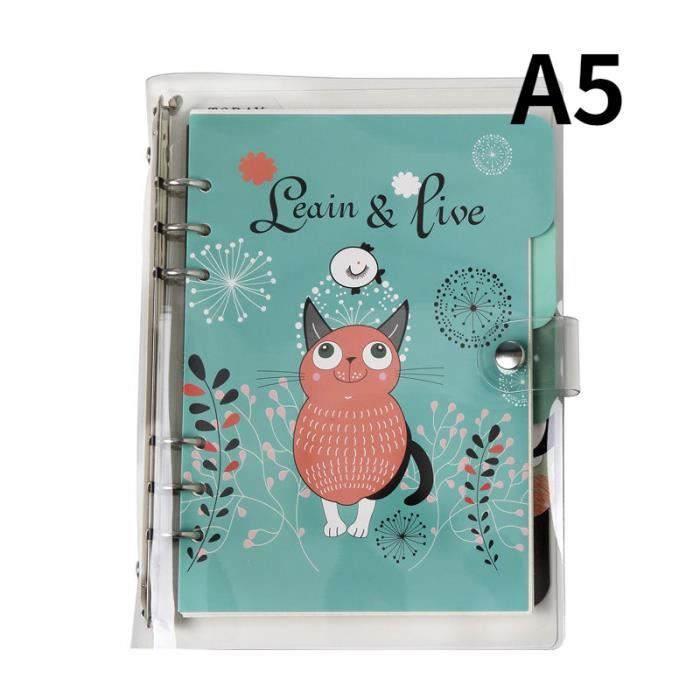 Classeur à 6 anneaux - Kawaii - A5 - 90 feuilles - Grid et Clear ...