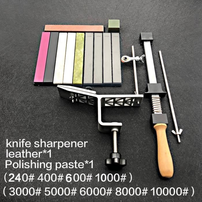 Taille set 6 Affûteur de couteaux professionnel à angle fixe de cuisine, pierre à aiguiser ...